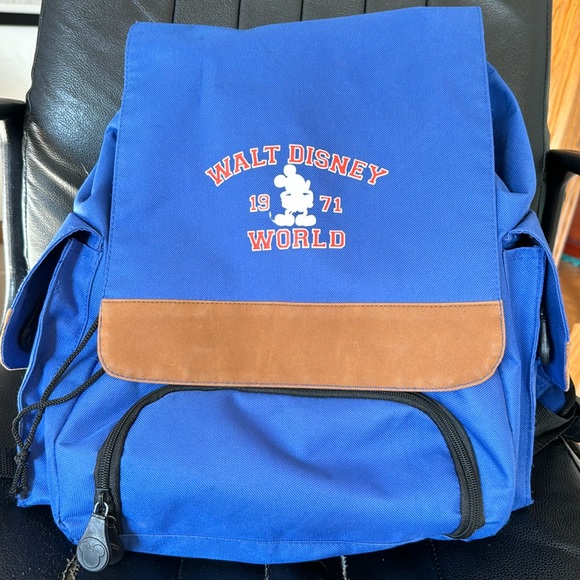 Bags | Walt Disney World Backpack Blue With Flap Cover | Poshmark